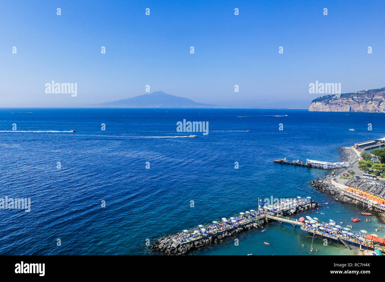 Scenic view of Sorrento, Neapolitan Riviera, Vesuvius volcan. Italy ...