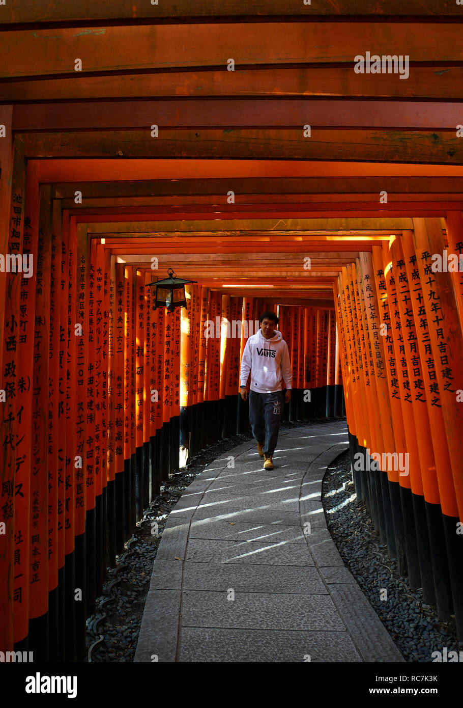 Japan, Kyoto, Red Tori Gate at Fushimi Inari Taisha is the head shrine ...