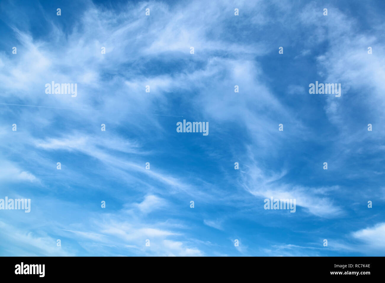 Blue sky with clouds of abstract forms. Texture and background for ...
