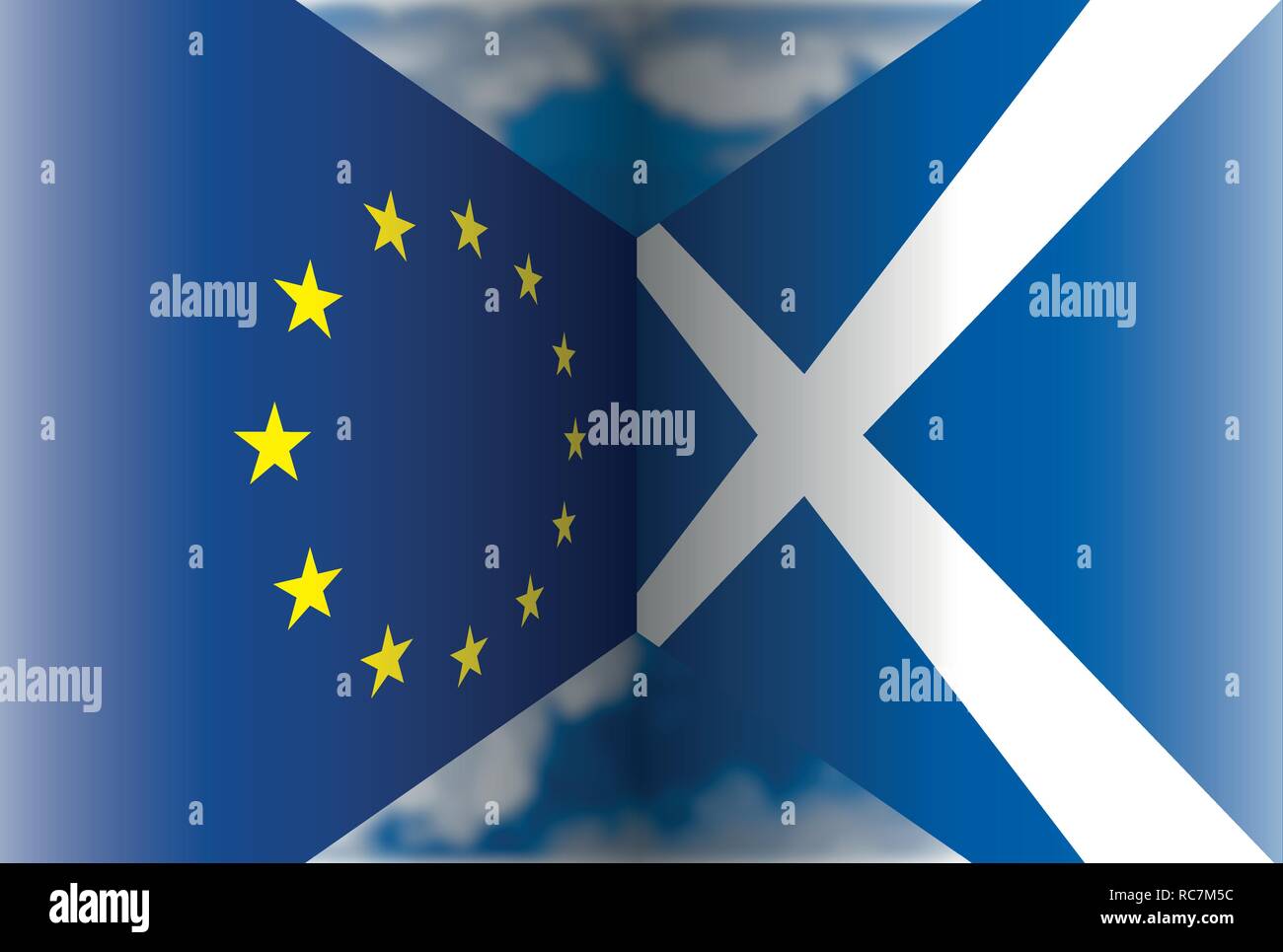 European Union versus Scotland flags, vector illustration Stock Vector ...
