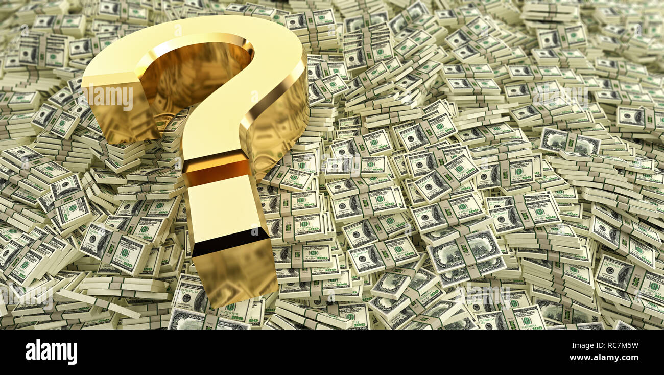 Question Mark and 100 dollar banknotes - 3d Rendering Stock Photo - Alamy