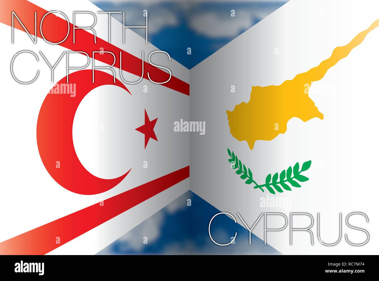 Cyprus North versus Cyprus South flags, vector illustration Stock ...