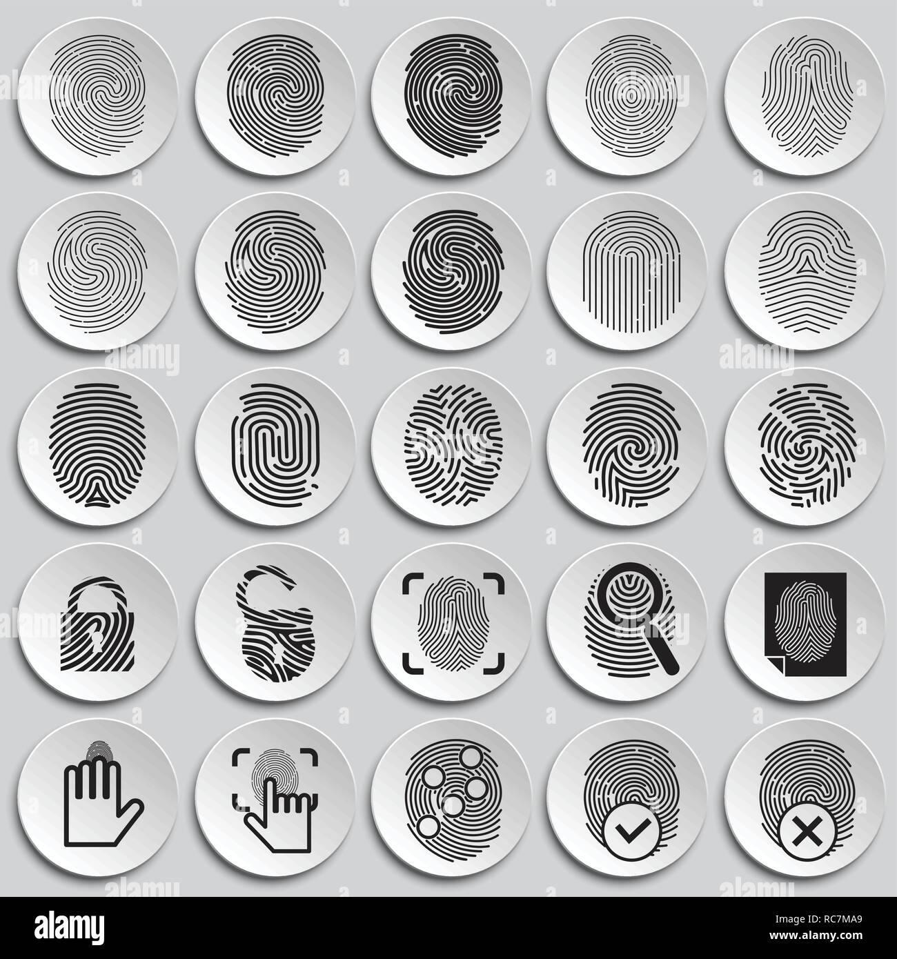 Finger id icons on plates background for graphic and web design, Modern ...