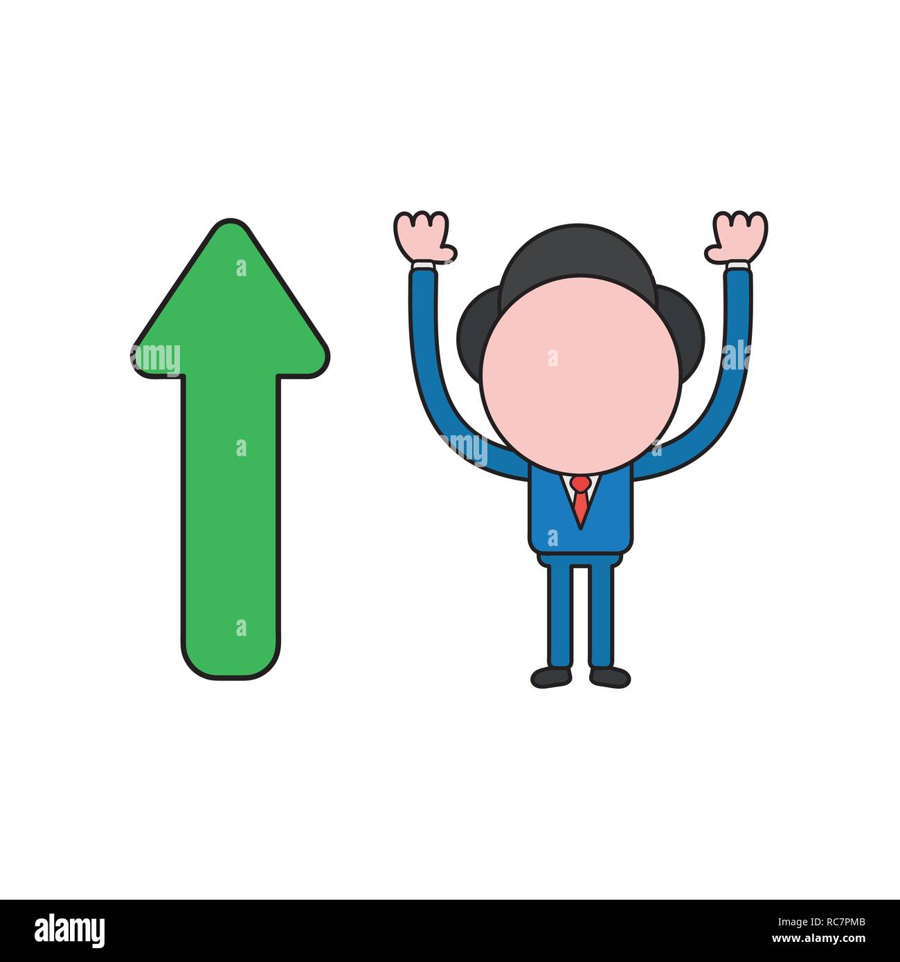 Vector illustration concept of businessman character with arrow moving ...