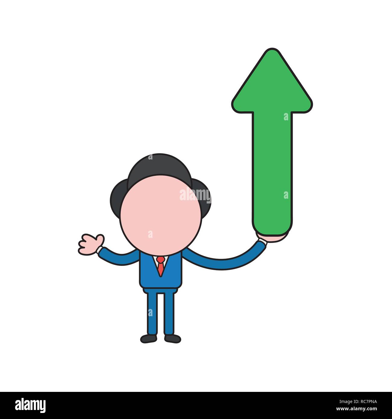 Vector illustration concept of businessman character holding arrow ...