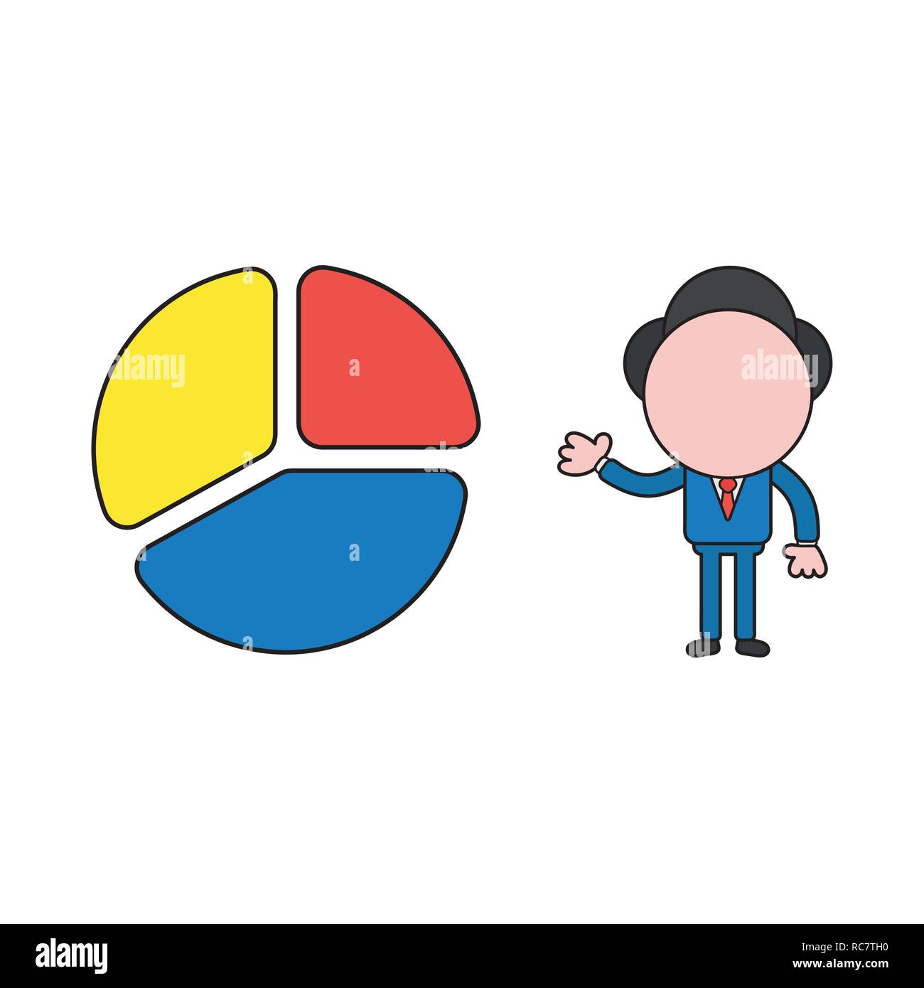Vector illustration concept of businessman character with three parts ...