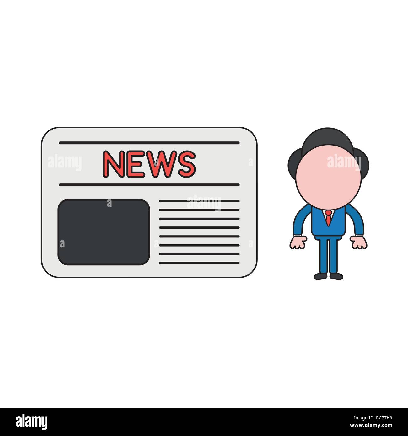 Vector illustration concept of businessman character with newspaper ...