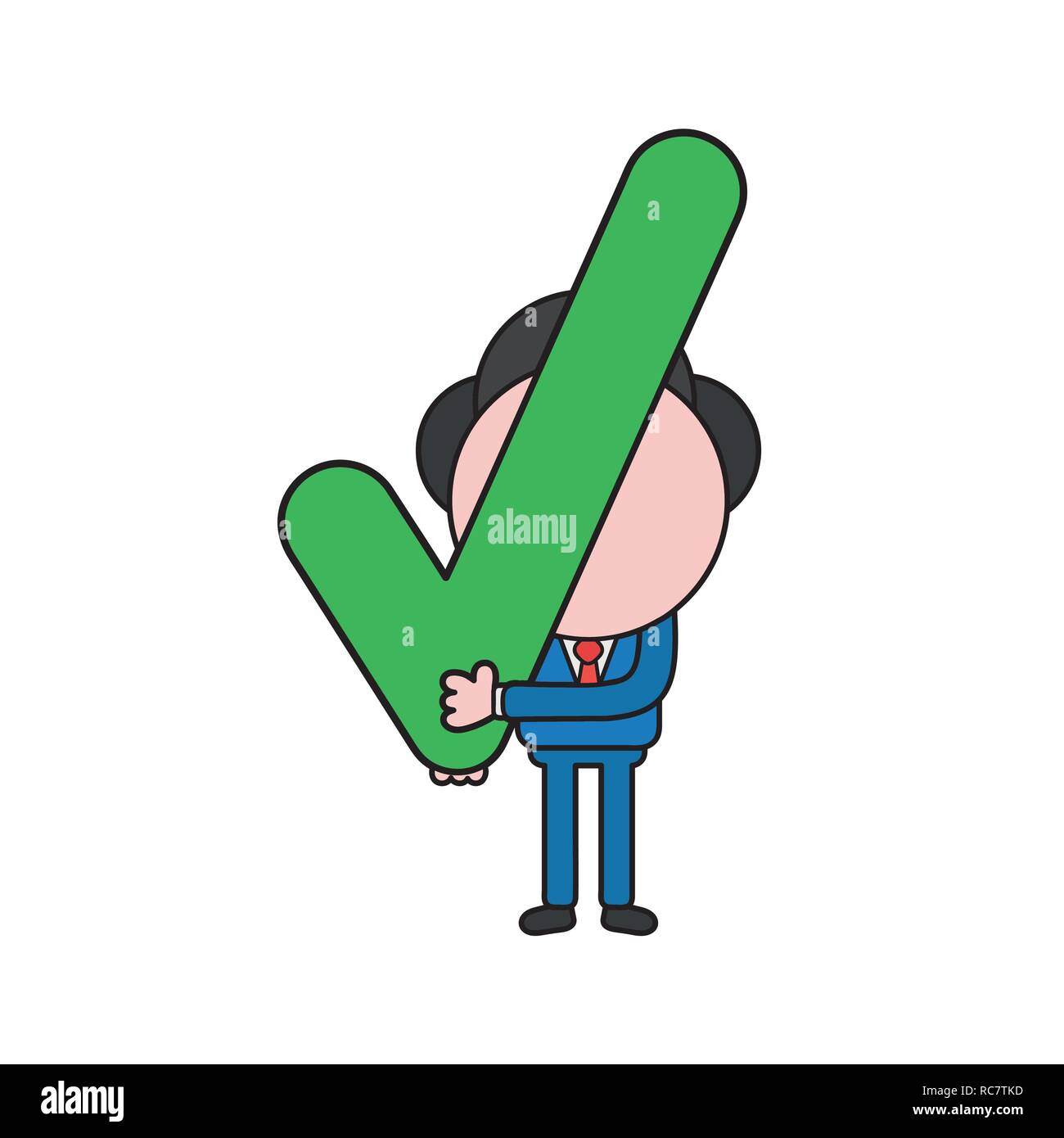 Vector illustration concept of businessman character holding check mark ...