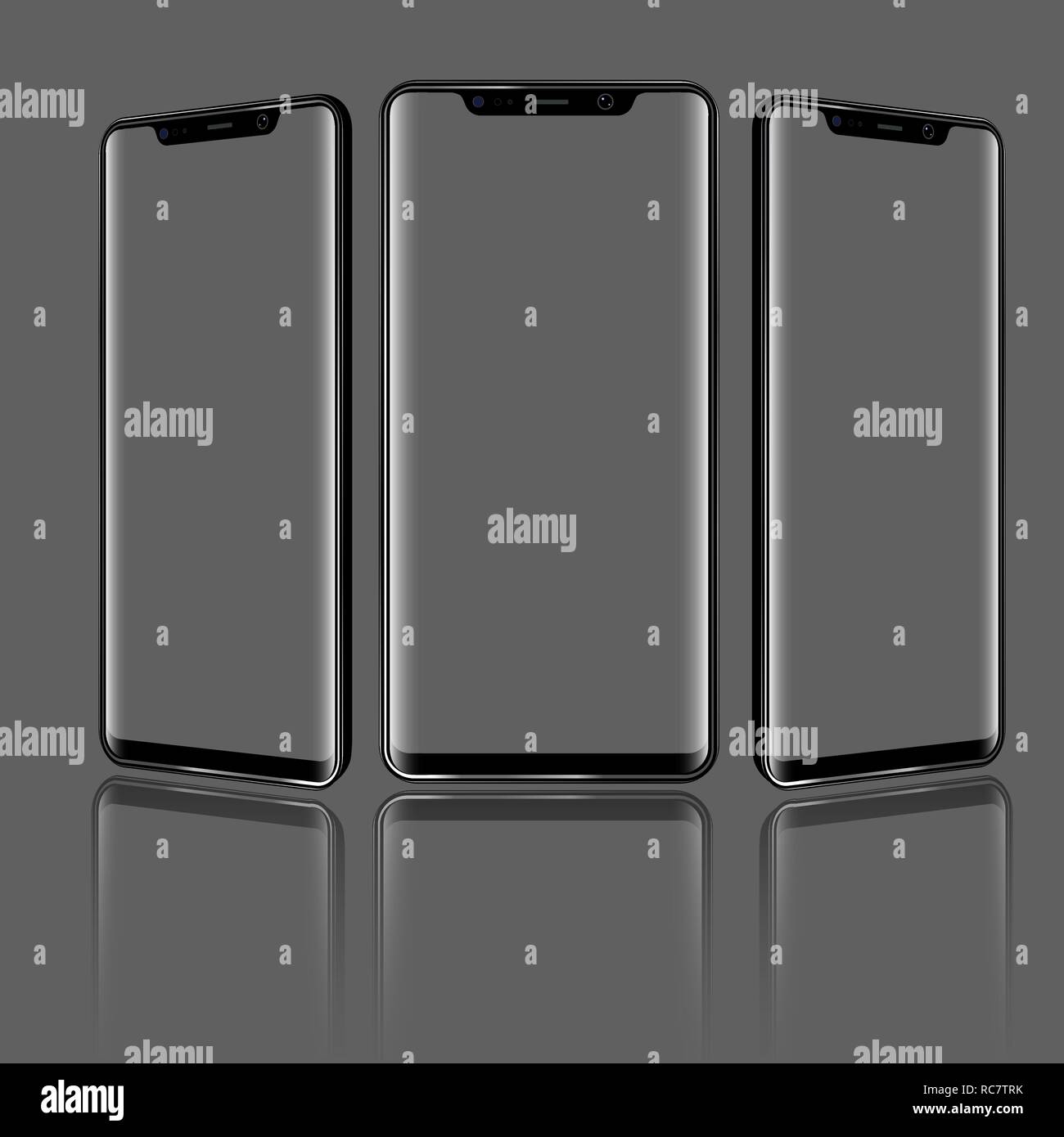 Modern Smartphone with different angles of view and Transparent Screens ...