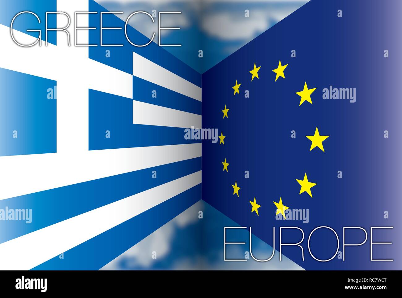 Greece versus European Union flags, vector illustration Stock Vector ...