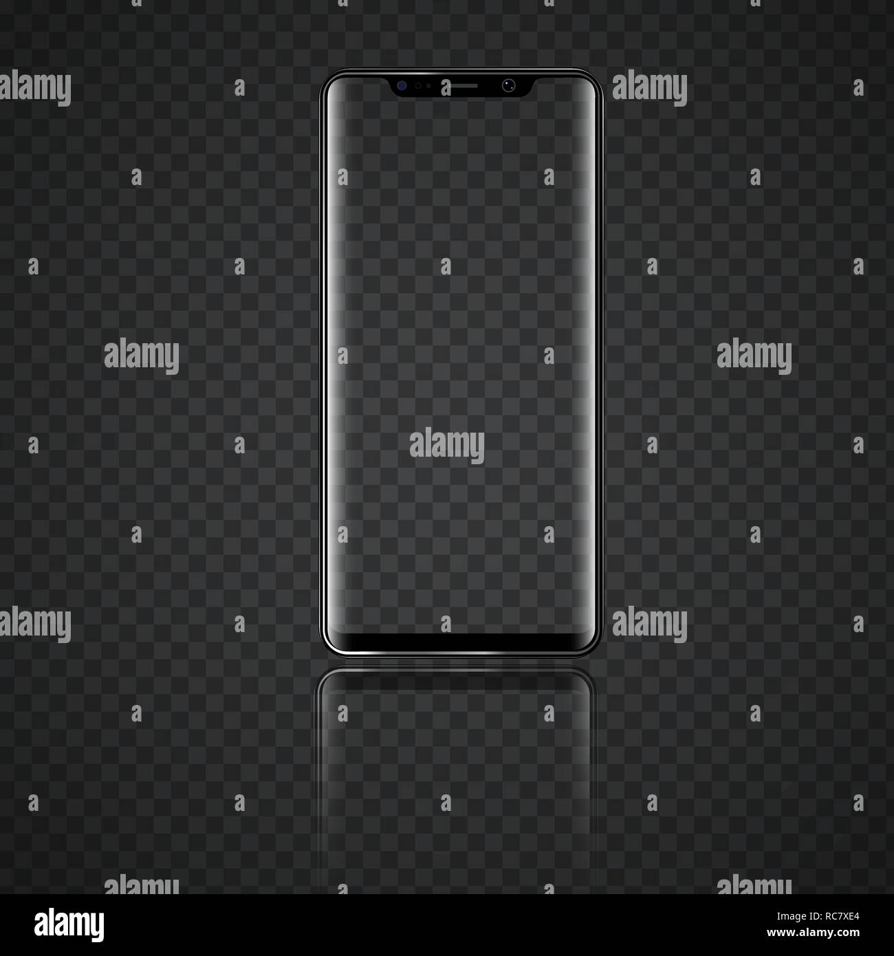 Modern Smartphone with front view and Transparent Screen. High detailed ...