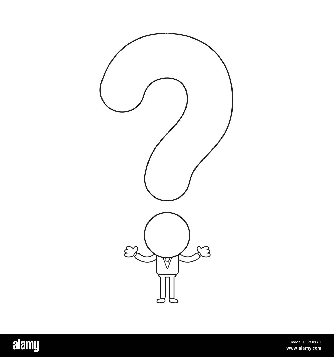 Vector illustration concept of businessman character with question mark ...
