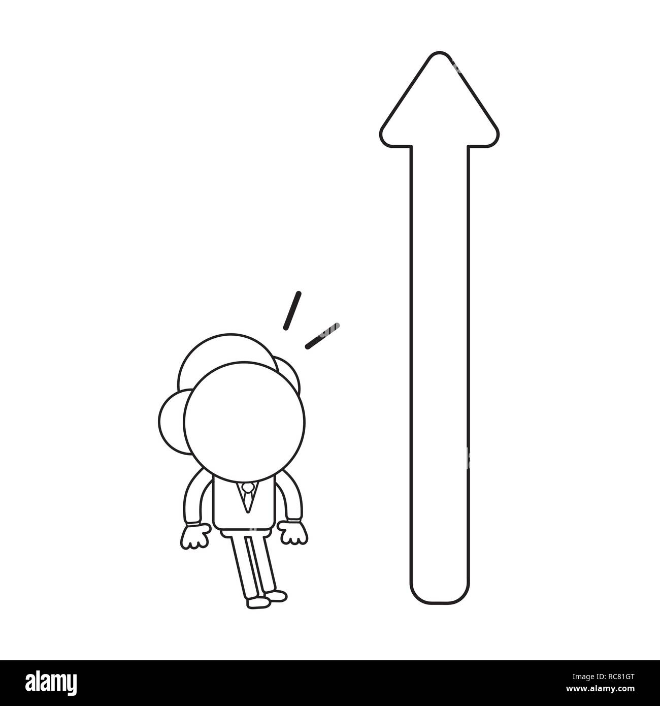 Vector illustration concept of businessman character looking at arrow ...