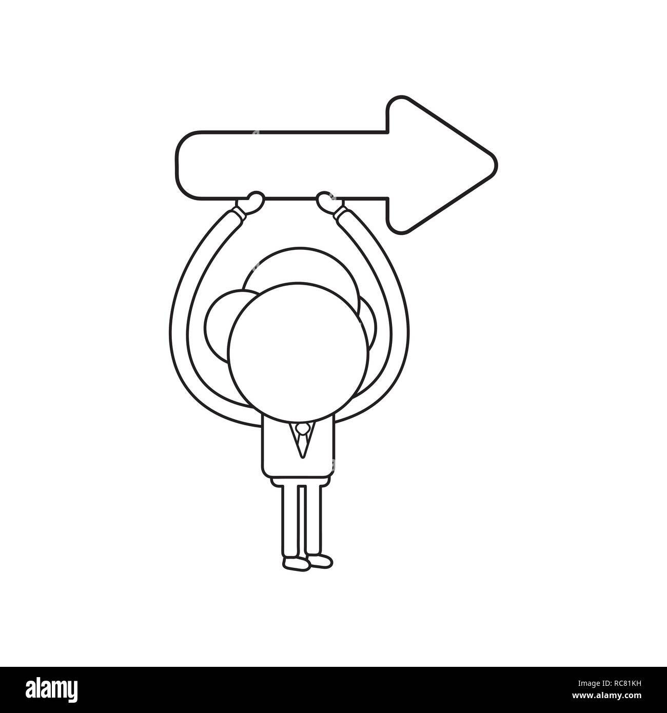 Vector illustration concept of businessman character holding up arrow ...