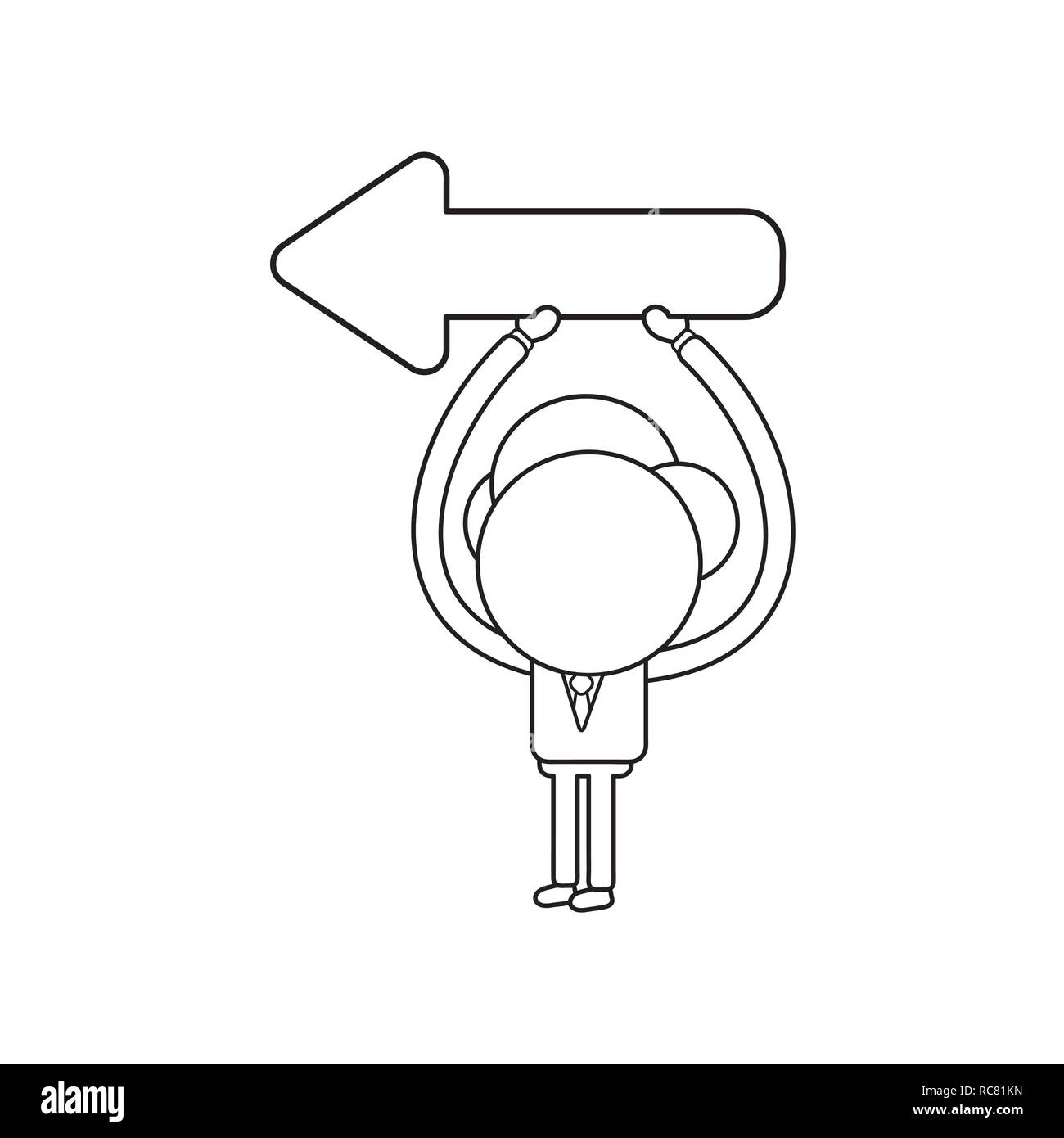 Vector illustration concept of businessman character holding up arrow ...