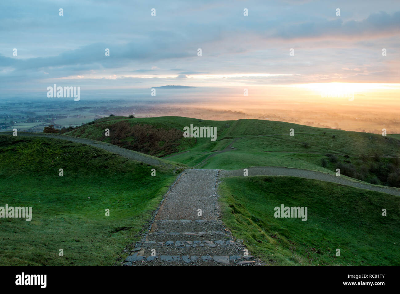 A path heading into the downhill, on the iron age hillfort of British ...