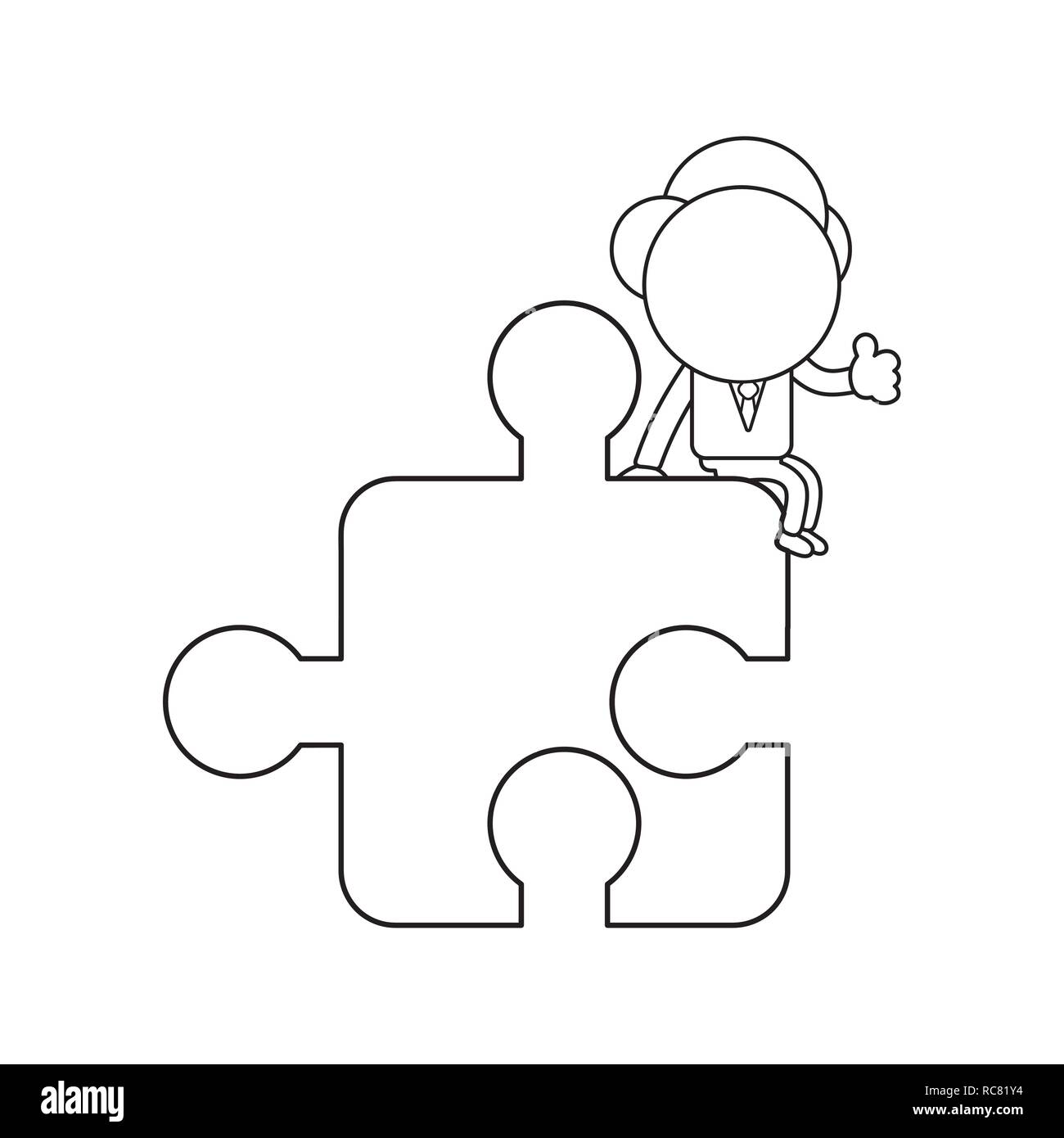 Vector illustration concept of businessman character sitting on puzzle ...