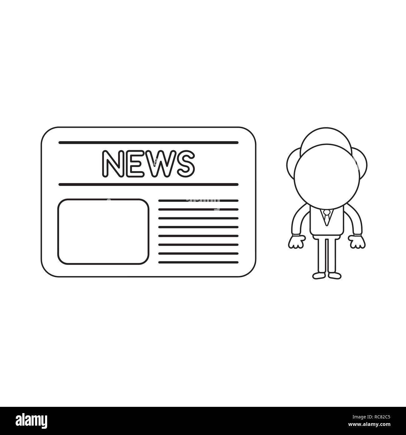 Vector illustration concept of businessman character with newspaper ...