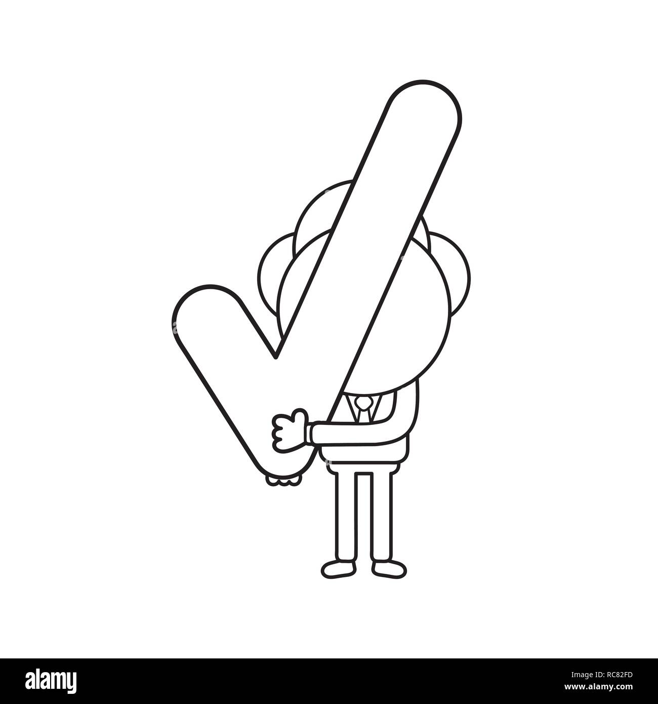 Vector illustration concept of businessman character holding check mark ...