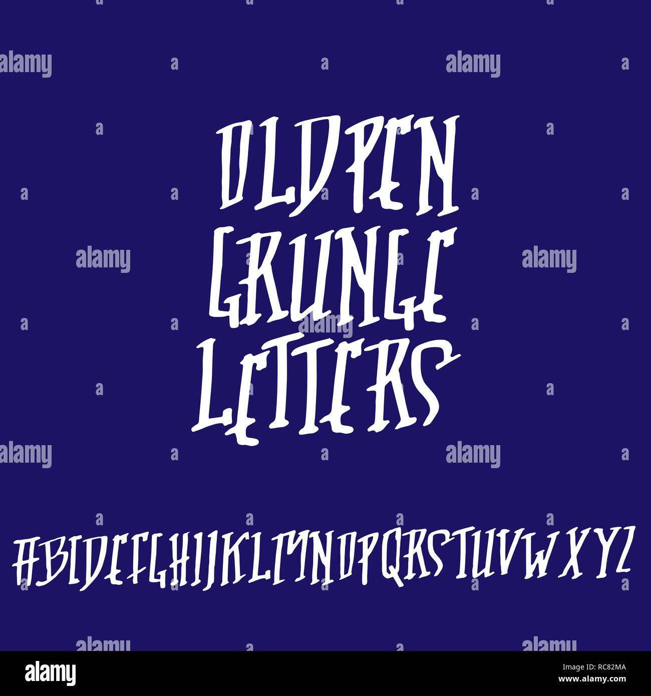 Grunge old pen gothic font. Blackletter script. Vector illustration ...