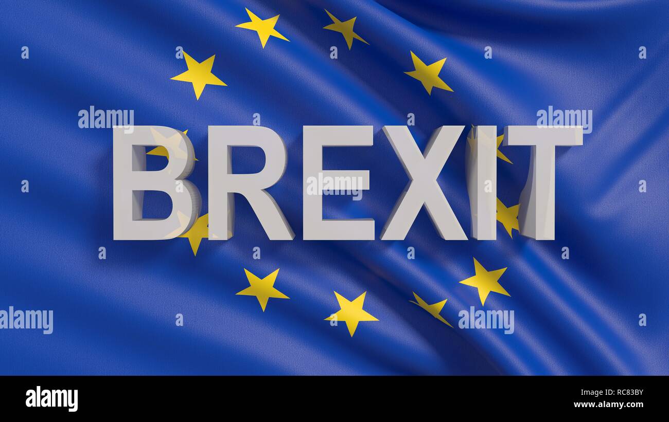 3D illustration of Brexit referendum with eu flag and 3d text Stock ...
