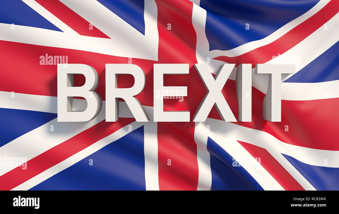 3D illustration of Brexit referendum with UK flag and 3d text Stock ...