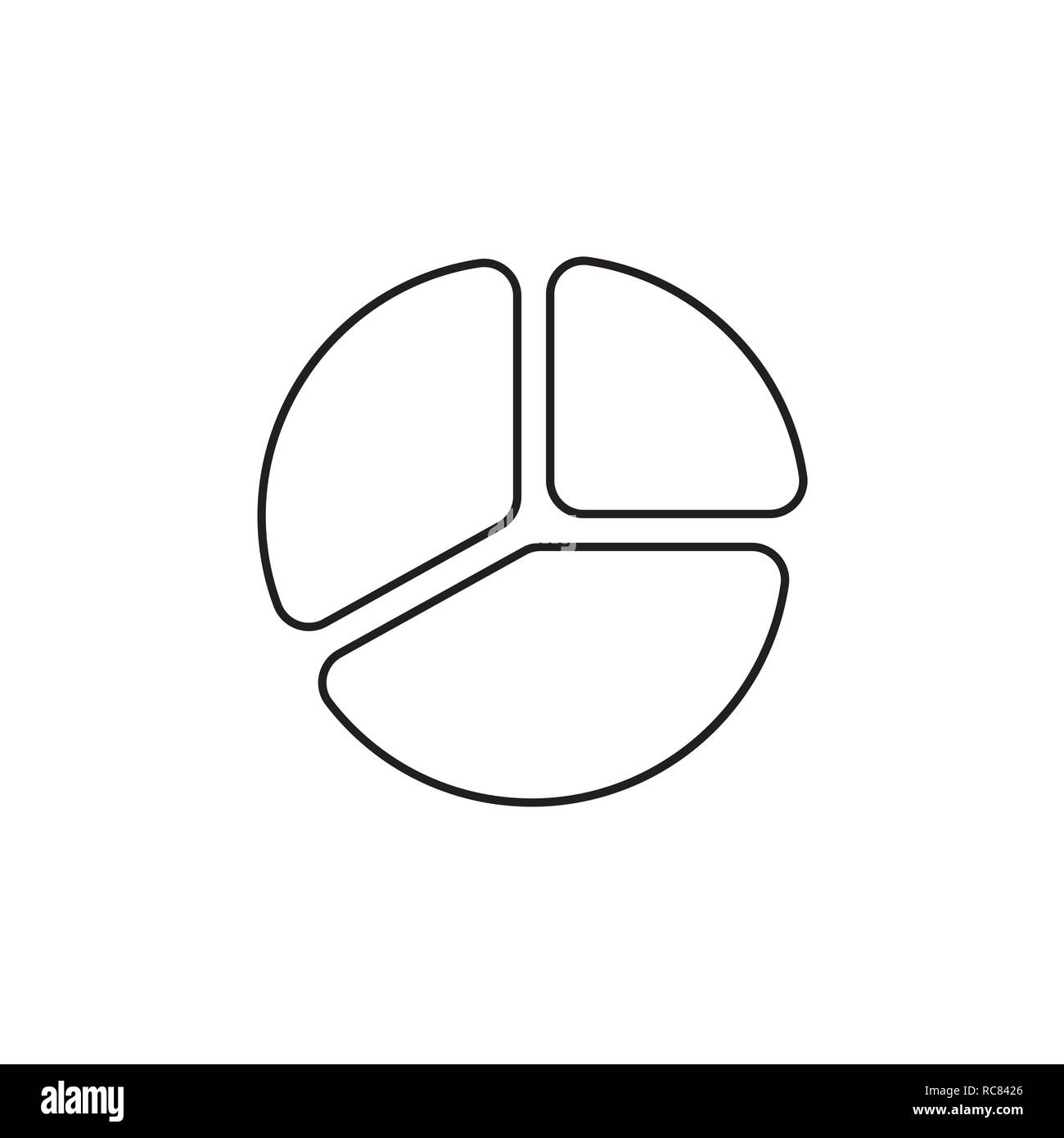 Vector illustration icon concept of three parts diagram. Black outlines ...