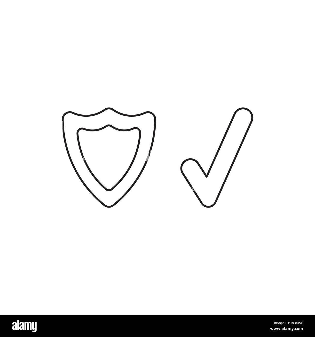 Vector illustration icon concept of guard shield with check mark. Black ...