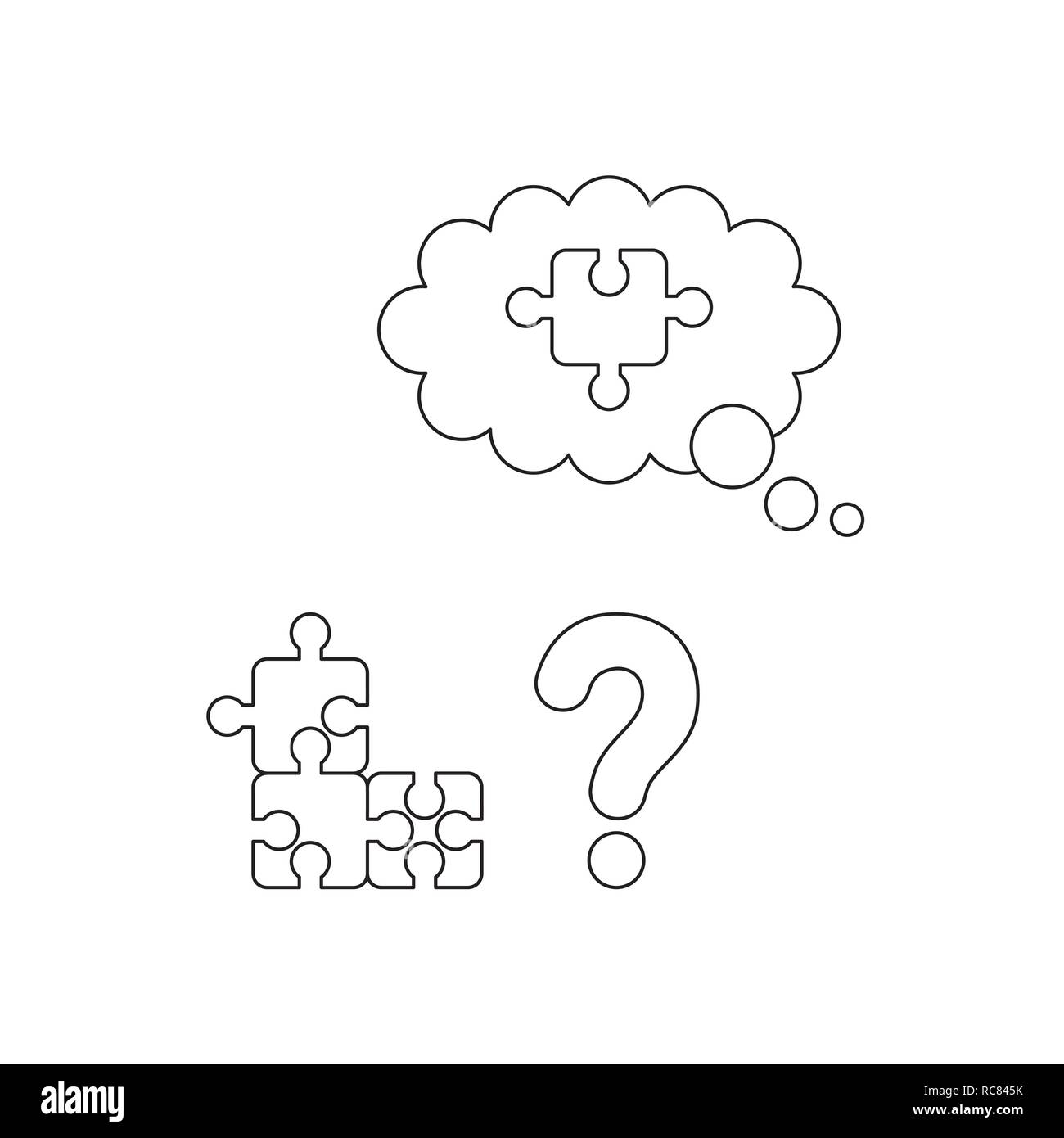 Vector illustration icon concept of three parts connected puzzle ...
