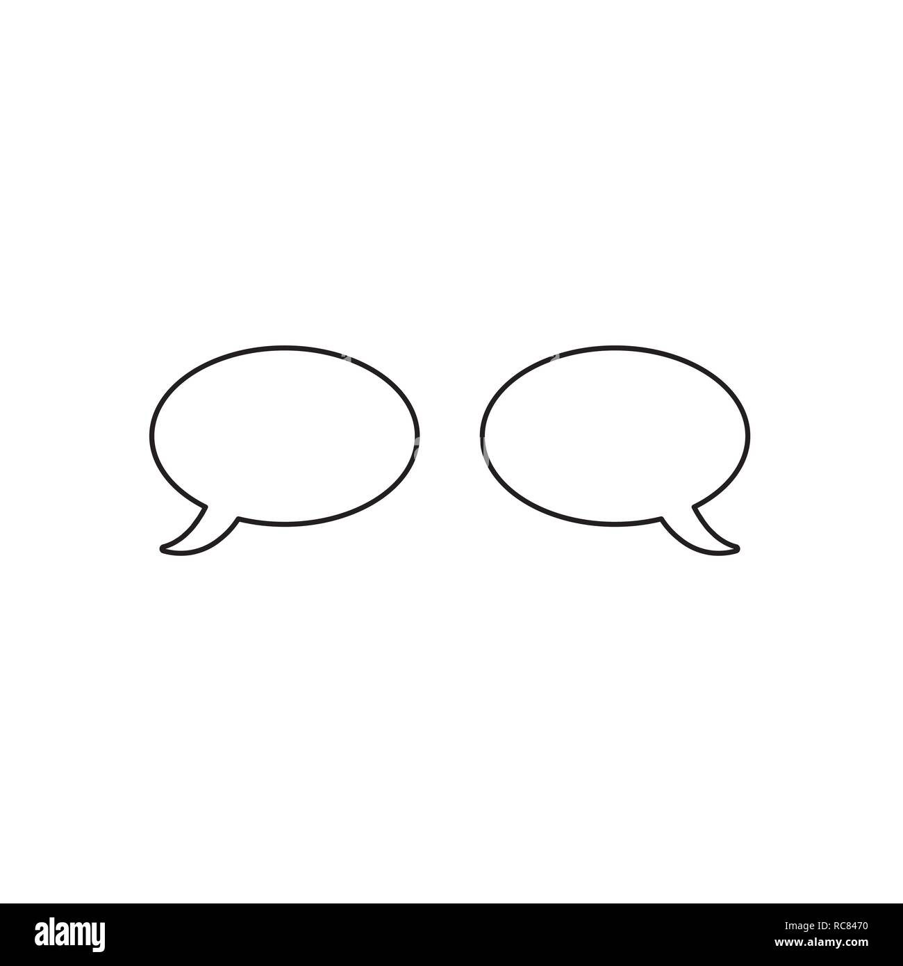 Vector illustration icon concept of two speech bubbles. Black outlines ...