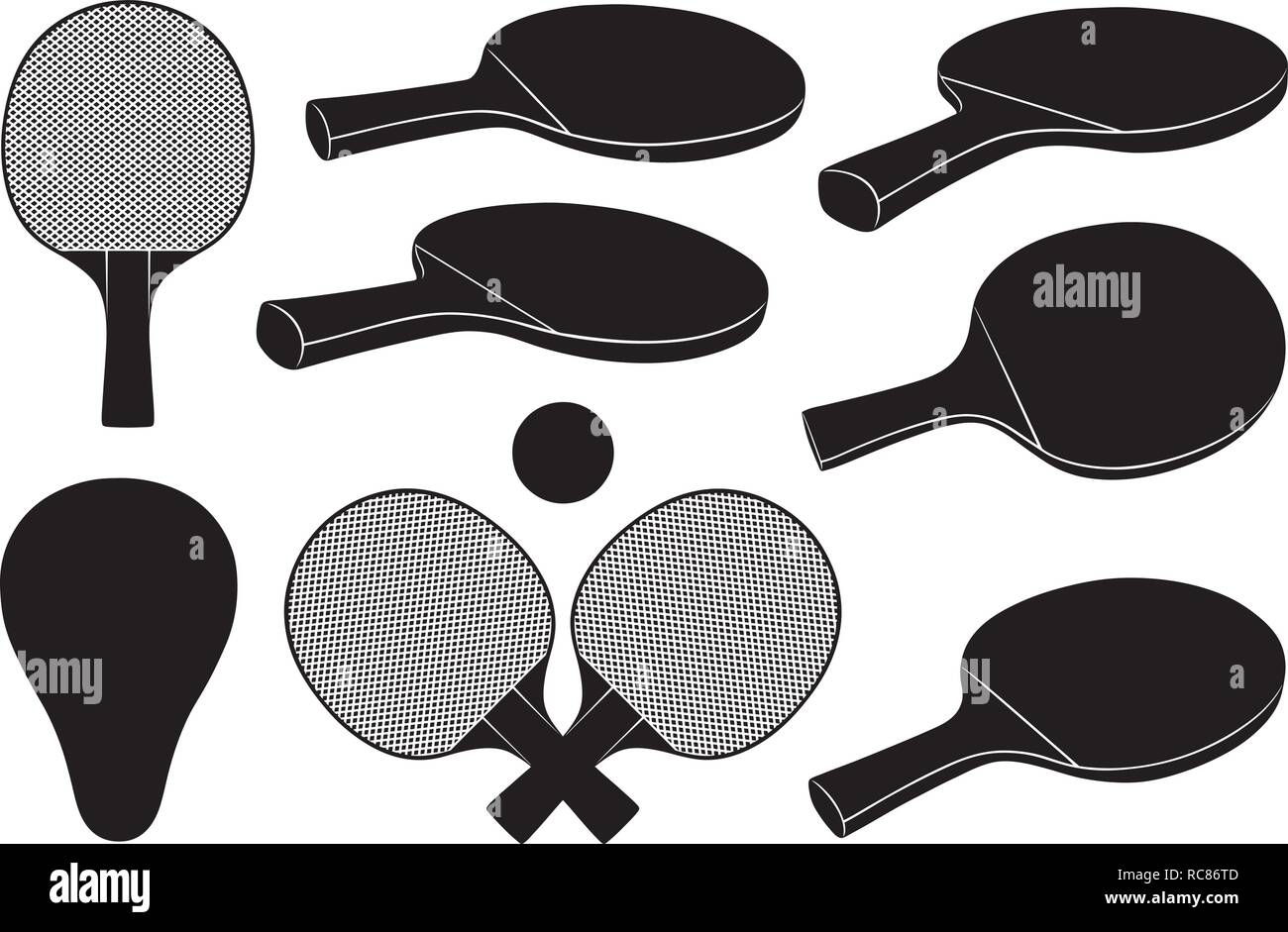 Set of different ping pong rackets isolated on white Stock Vector Image ...