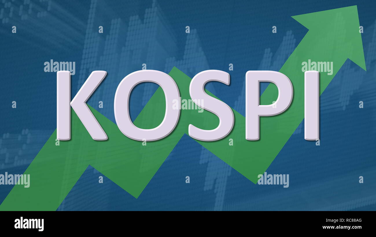 The Korea Composite Stock Price Index or KOSPI is going up. A green zig ...