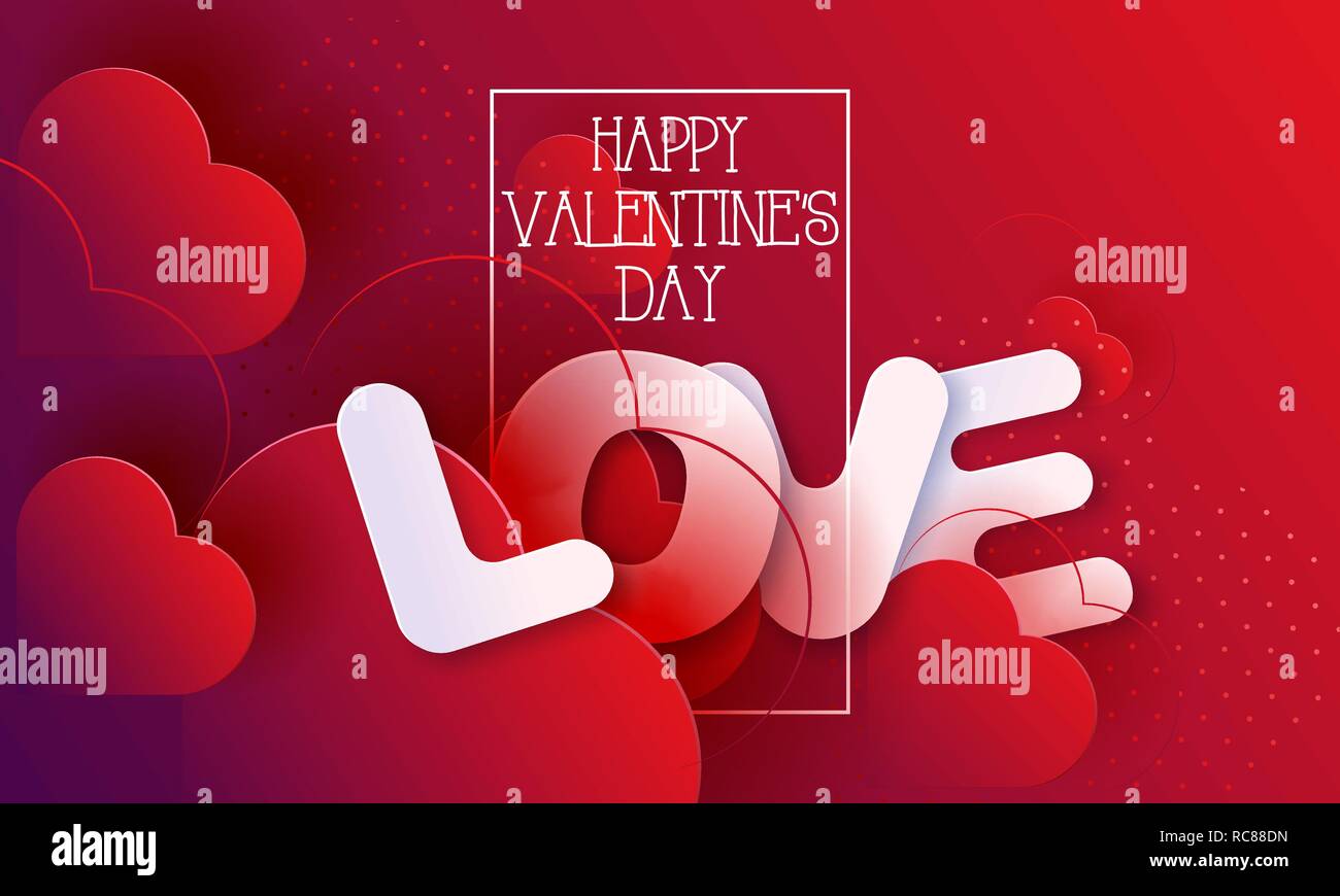 Hearts on abstract love background with hearts. February 14. Valentines ...