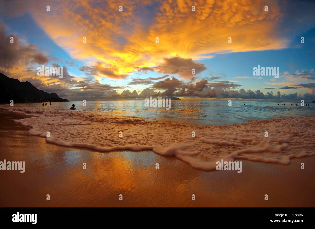 Sunset, beach, Mahe Island, Seychelles, Africa Stock Photo - Alamy