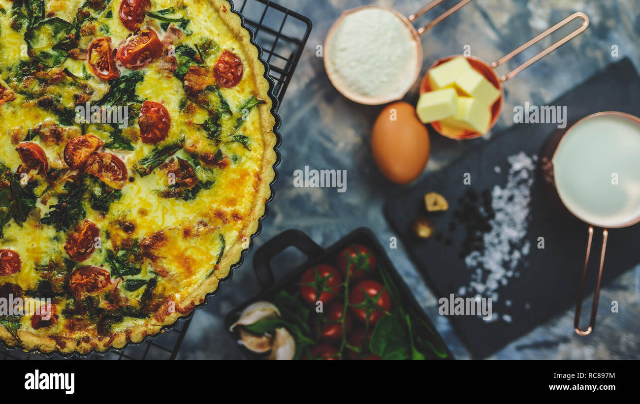 quiche with ingredients Stock Photo - Alamy