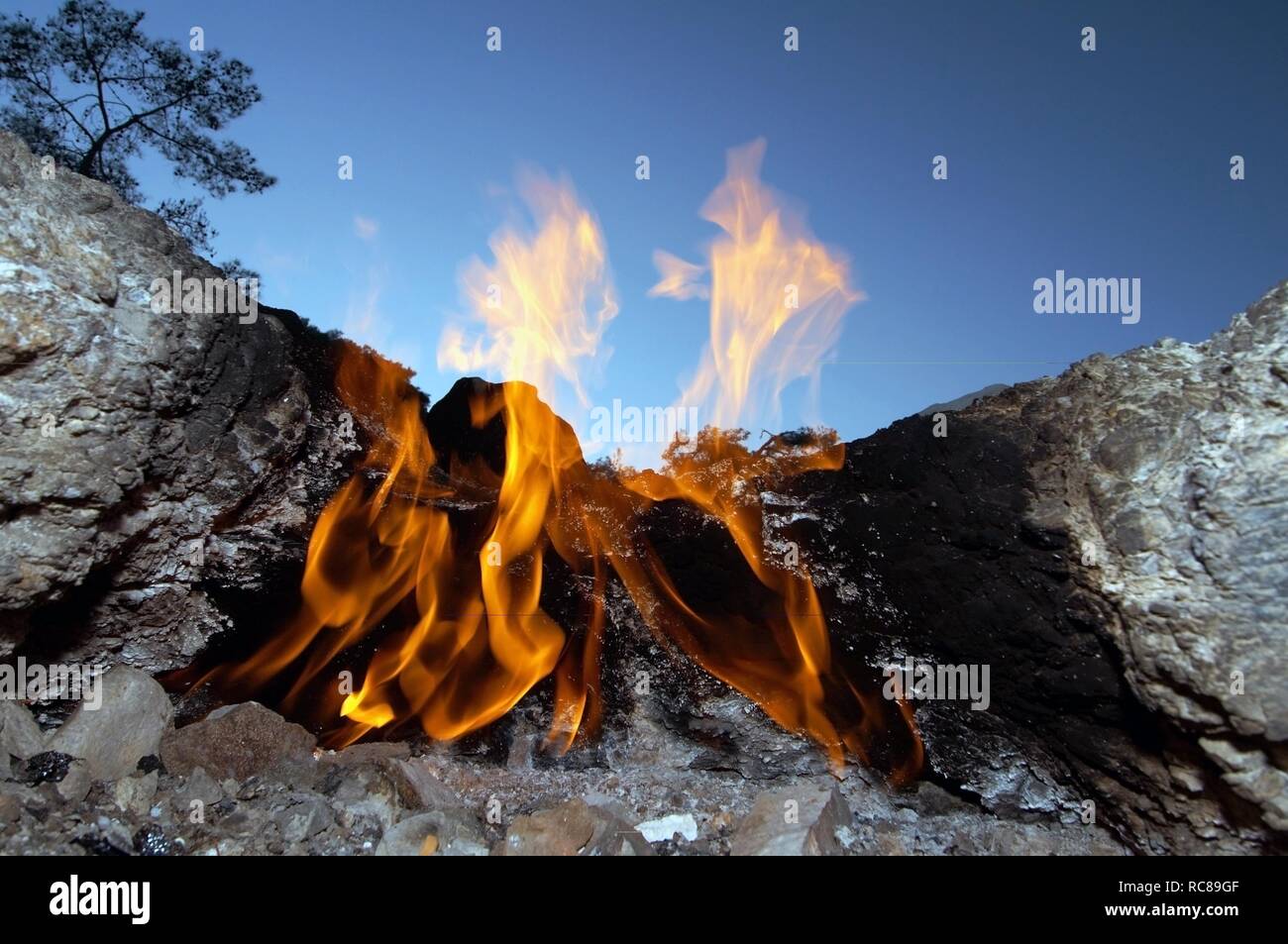 Burning gas vents, Chimeras, Mount Chimaera, Lycia, Turkey, Western ...