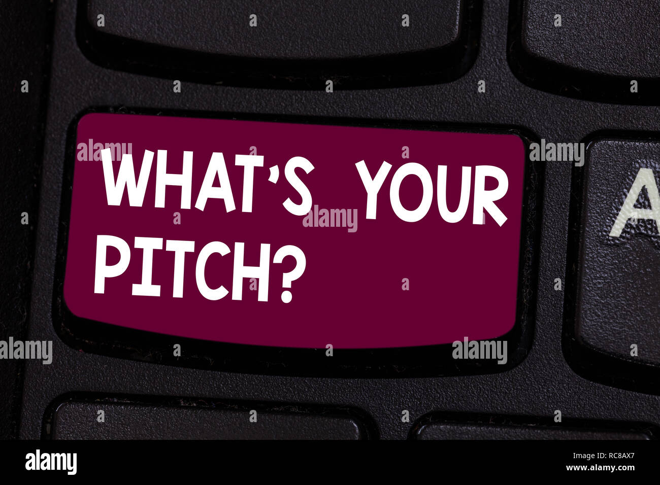 Text sign showing What S Is Your Pitchquestion. Conceptual photo make a ...