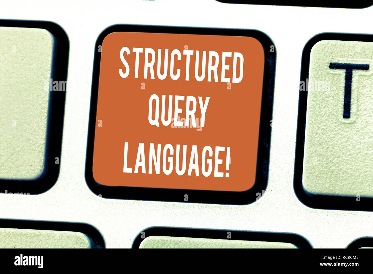 Writing note showing Structured Query Language. Business photo showcasing computer language for ...