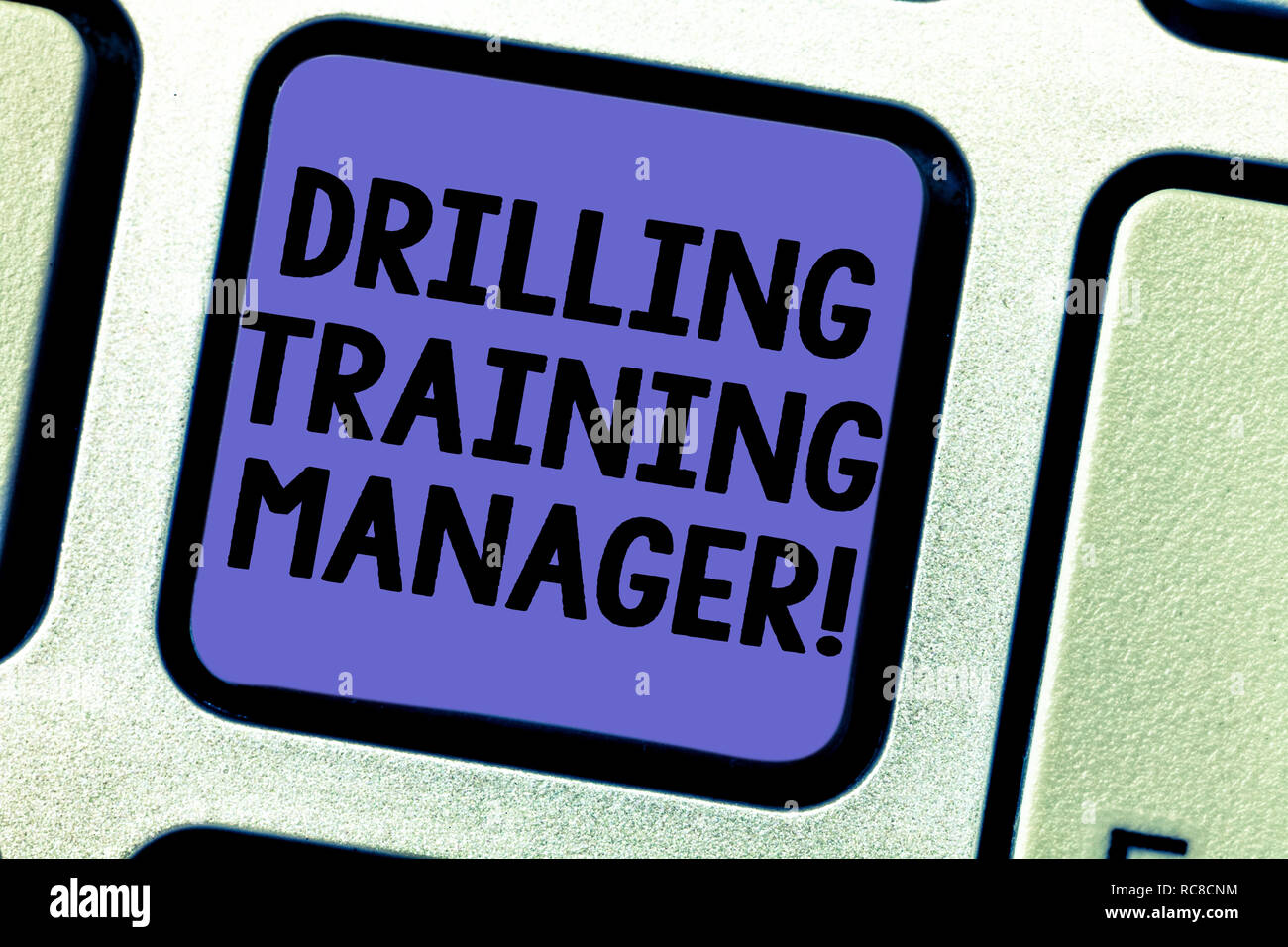 Text sign showing Drilling Training Manager. Conceptual photo Give the ...