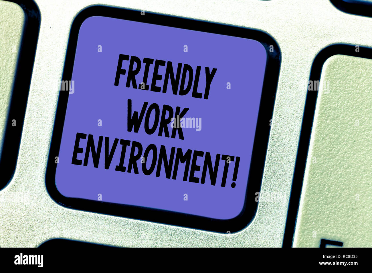 Text sign showing Friendly Work Environment. Conceptual photo ...