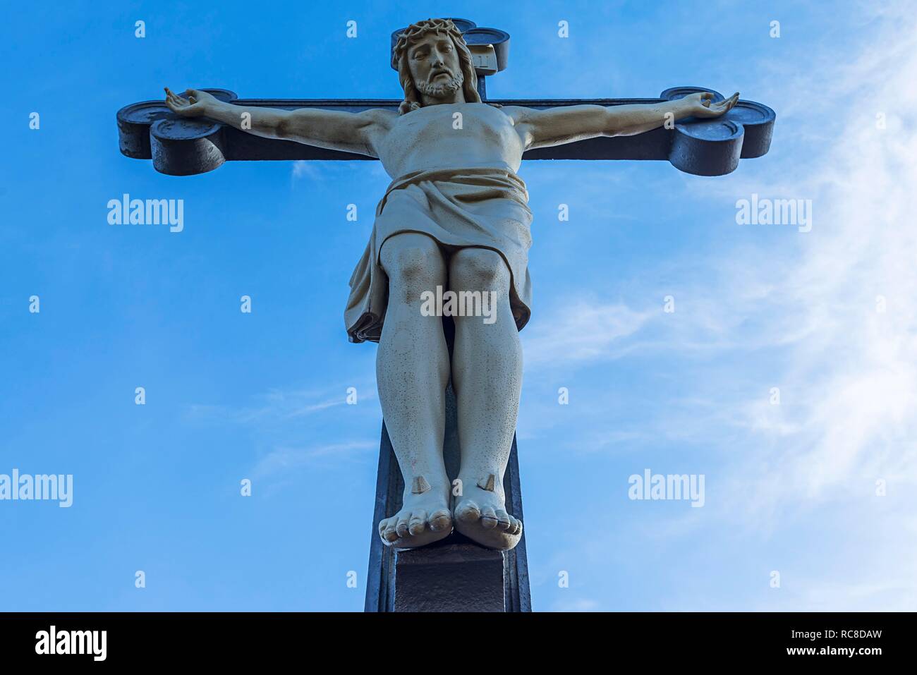 Sculpture, Jesus on the cross, Gößweinstein, Upper Franconia, Bavaria ...