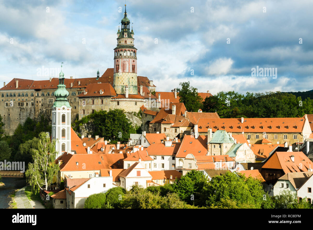 Cesky Krumlov castle and St. Jost church, Cesky Krumlov, Czech Republic ...