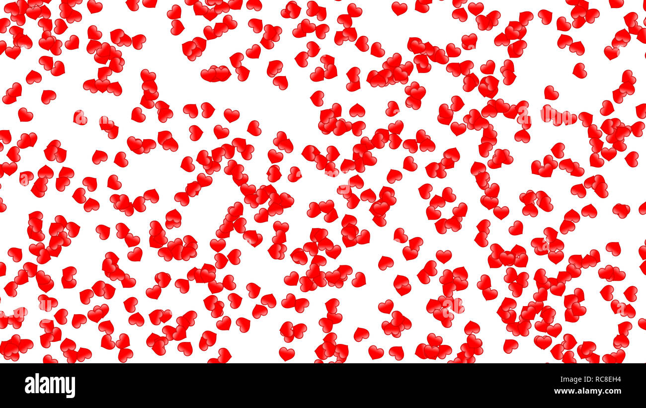 Simple 3d small hearts randomly scattered on white background, large ...