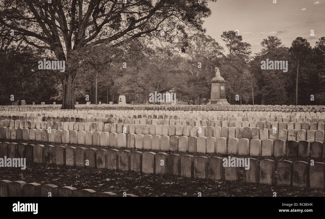 Grave markers at the Andersonville National Cemetery at the ...