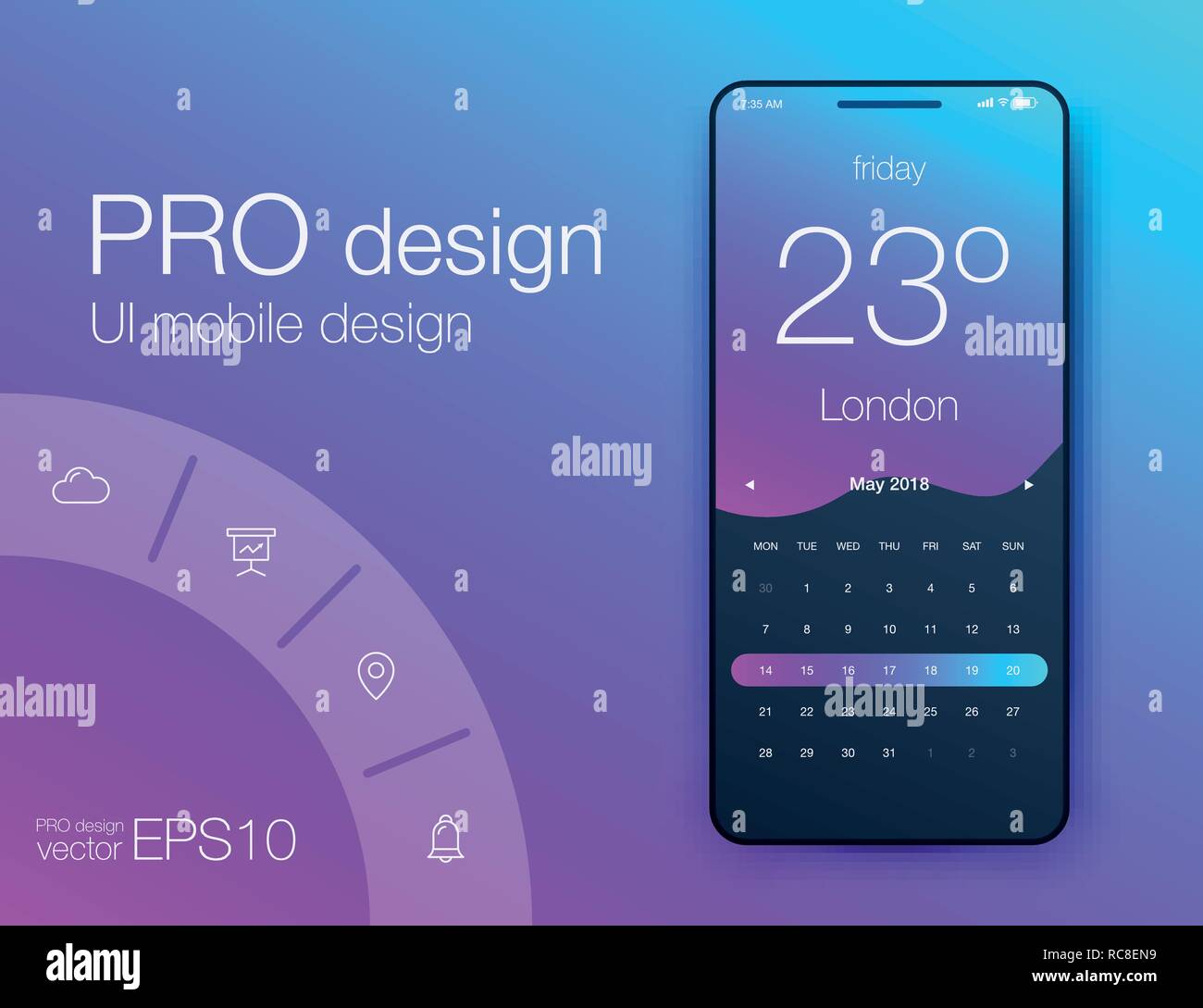 Weather Forecast App Ux Ui Design. Stock vector Stock Vector Image ...