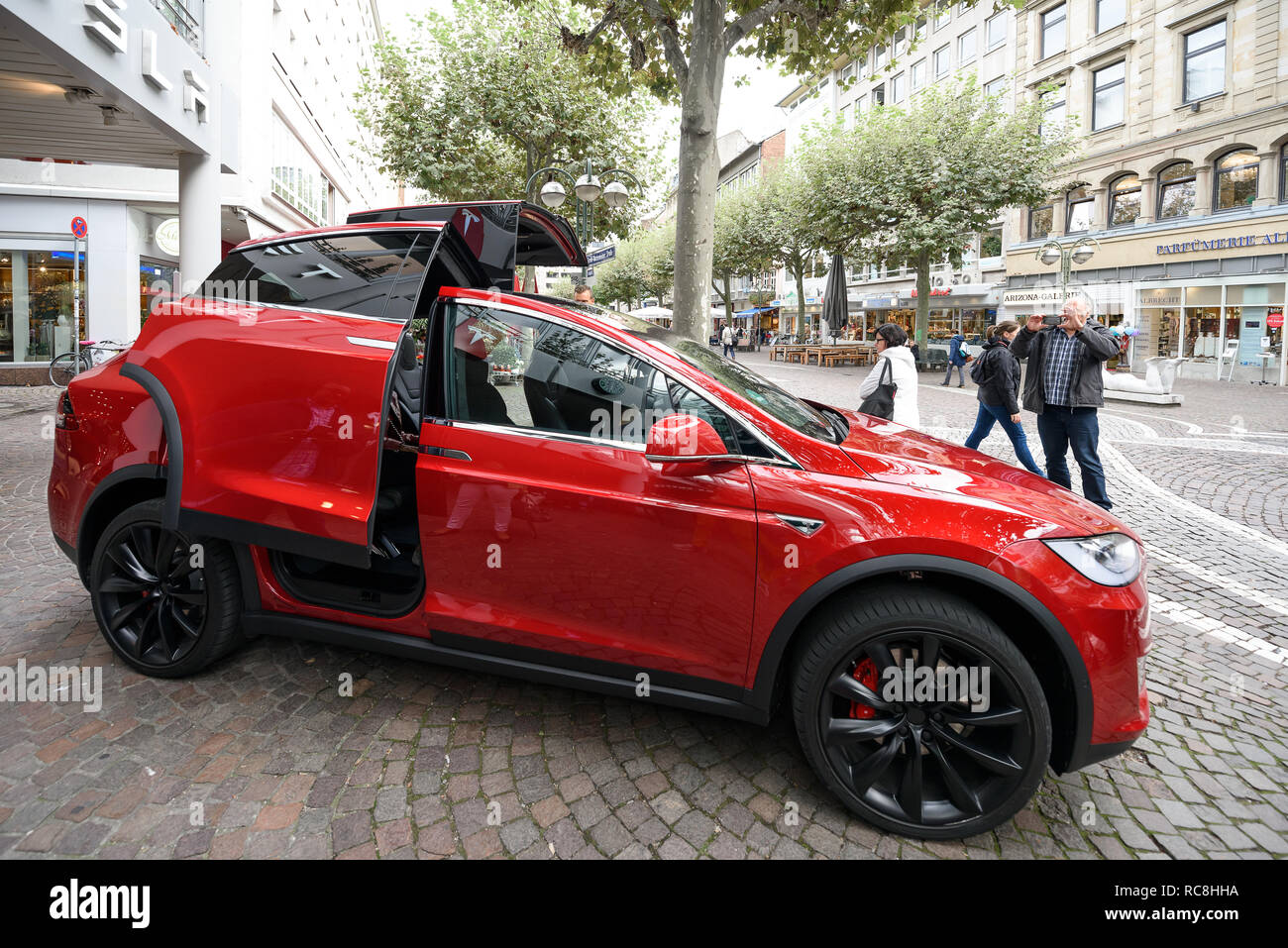FRANKFURT, GERMANY - OCTOBER 08, 2016: Tesla machine shop in Frankfurt ...