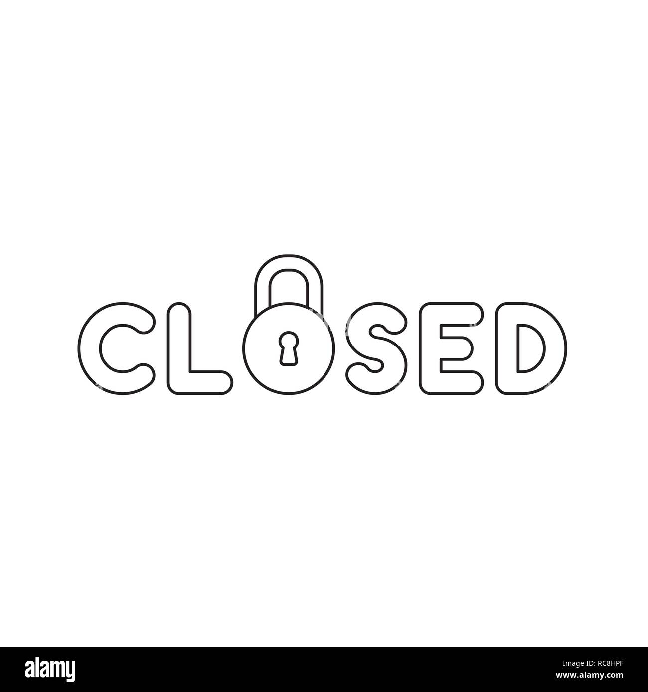 Vector illustration icon concept of closed word with closed padlock ...