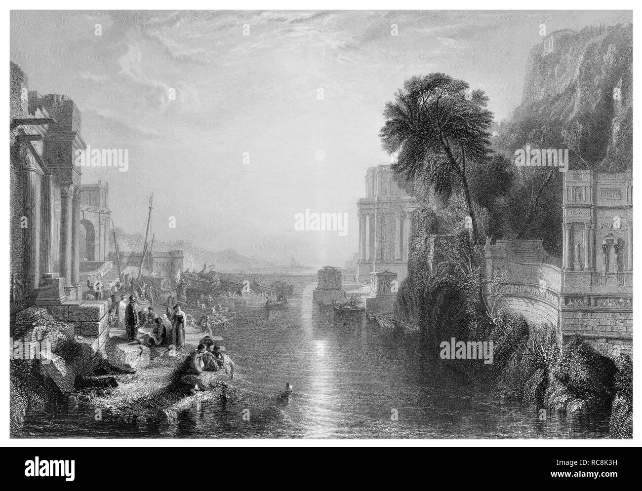 J.M.W Turner Didi building Carthage engraved by E. Goodall Stock Photo ...