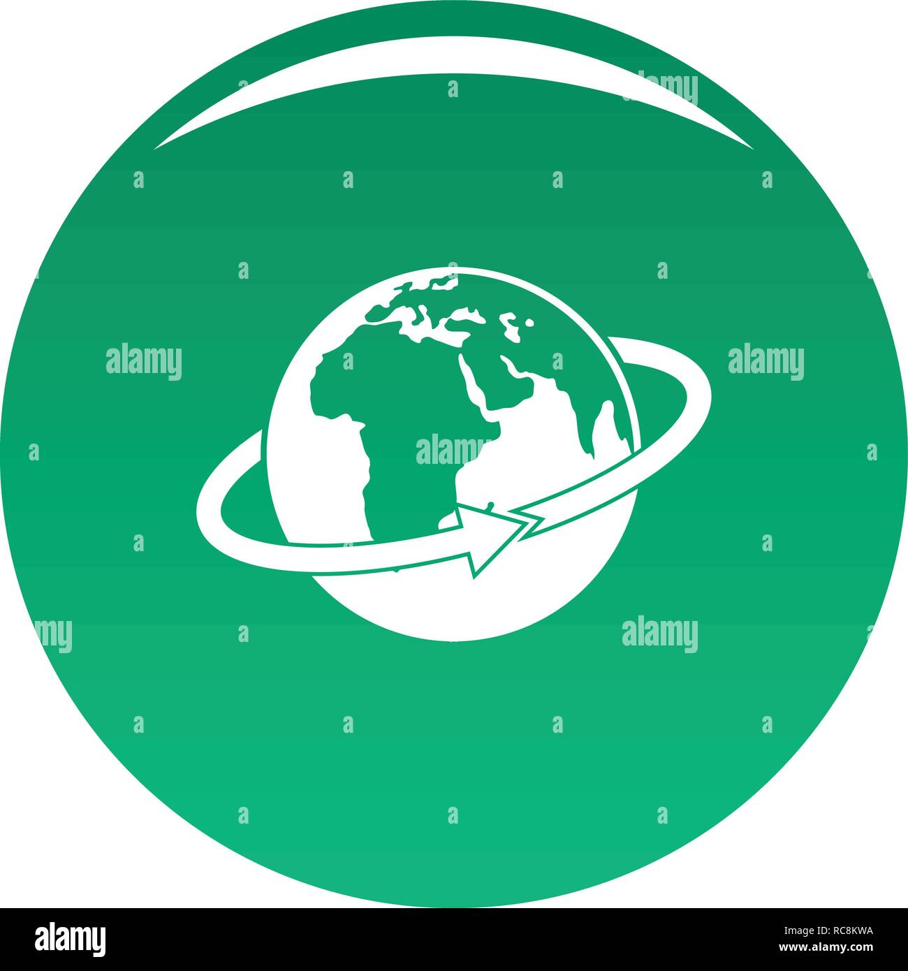 Flight around earth icon. Simple illustration of flight around earth ...