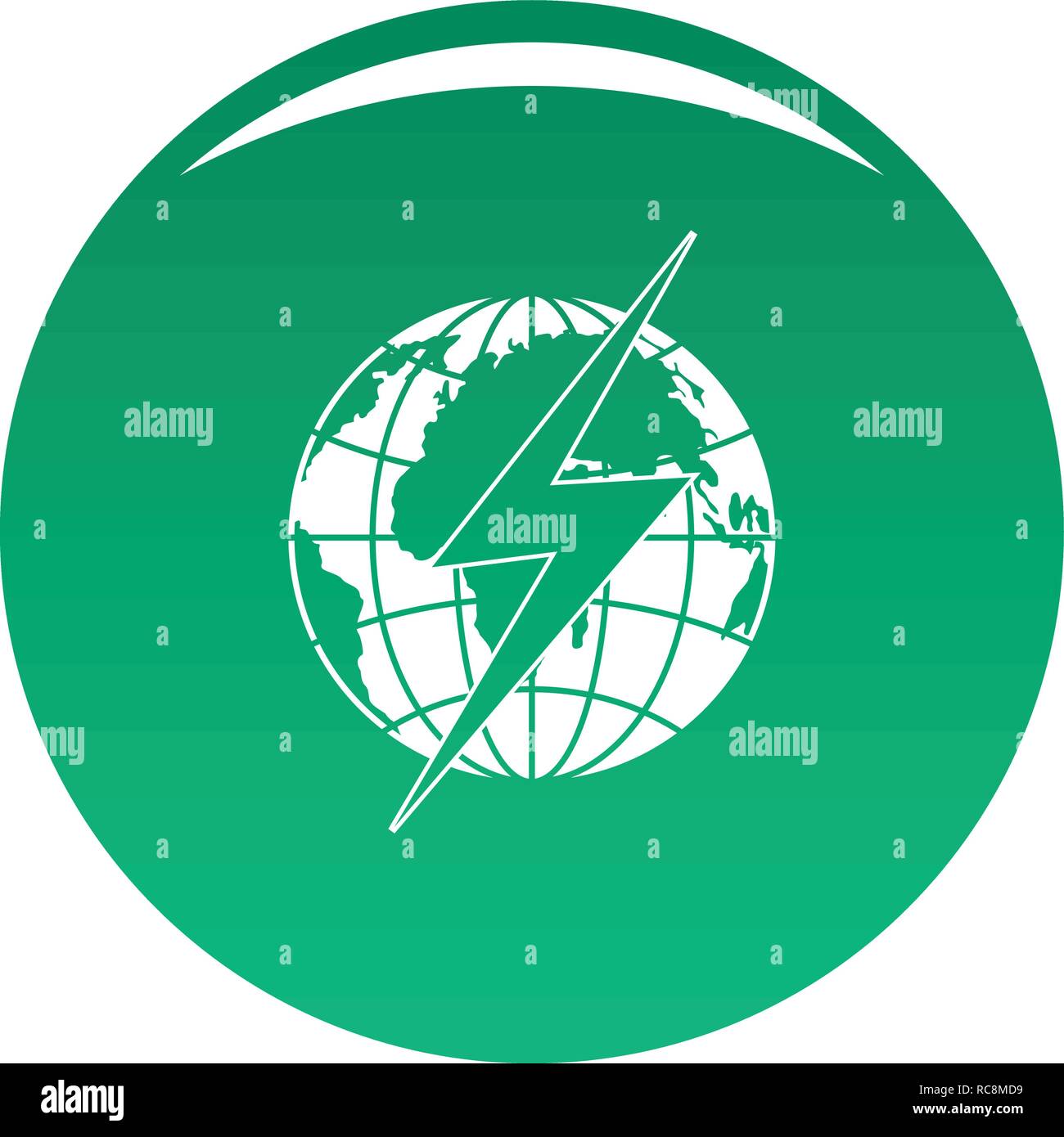 Lightning on earth icon. Simple illustration of lightning on earth ...